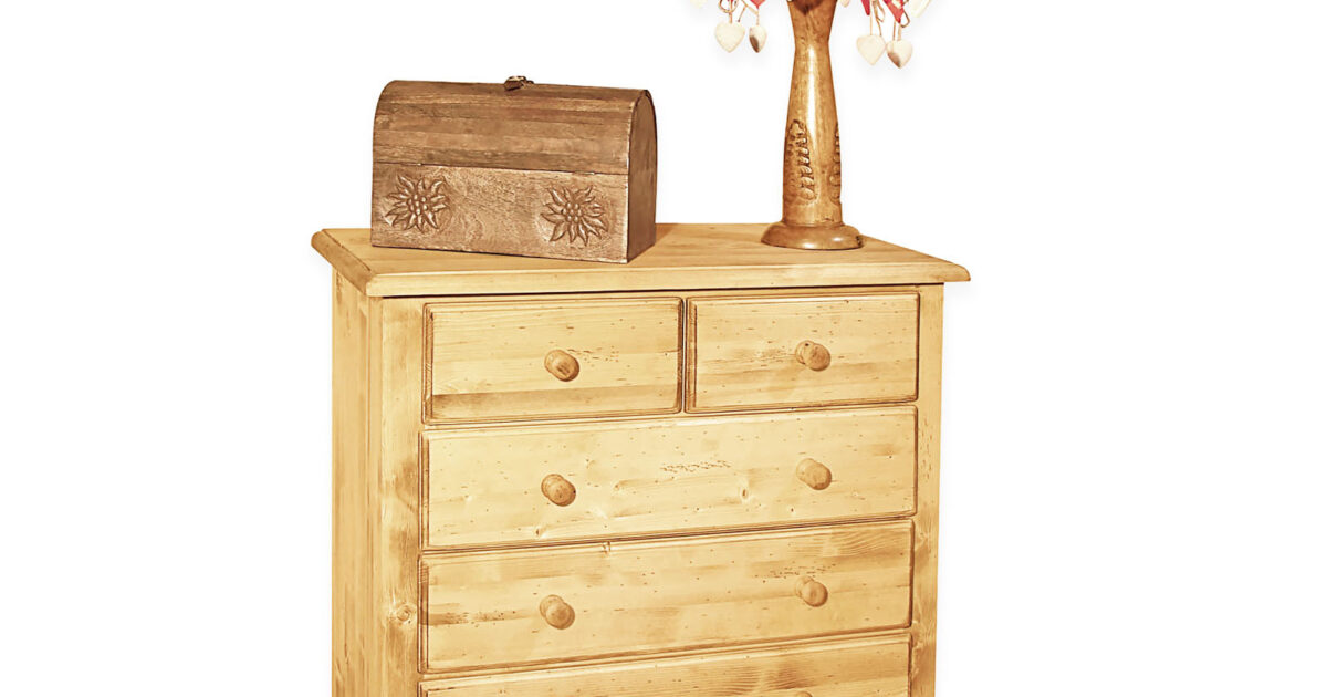 Commode 5 Tiroirs en Bois Massif style Montagne