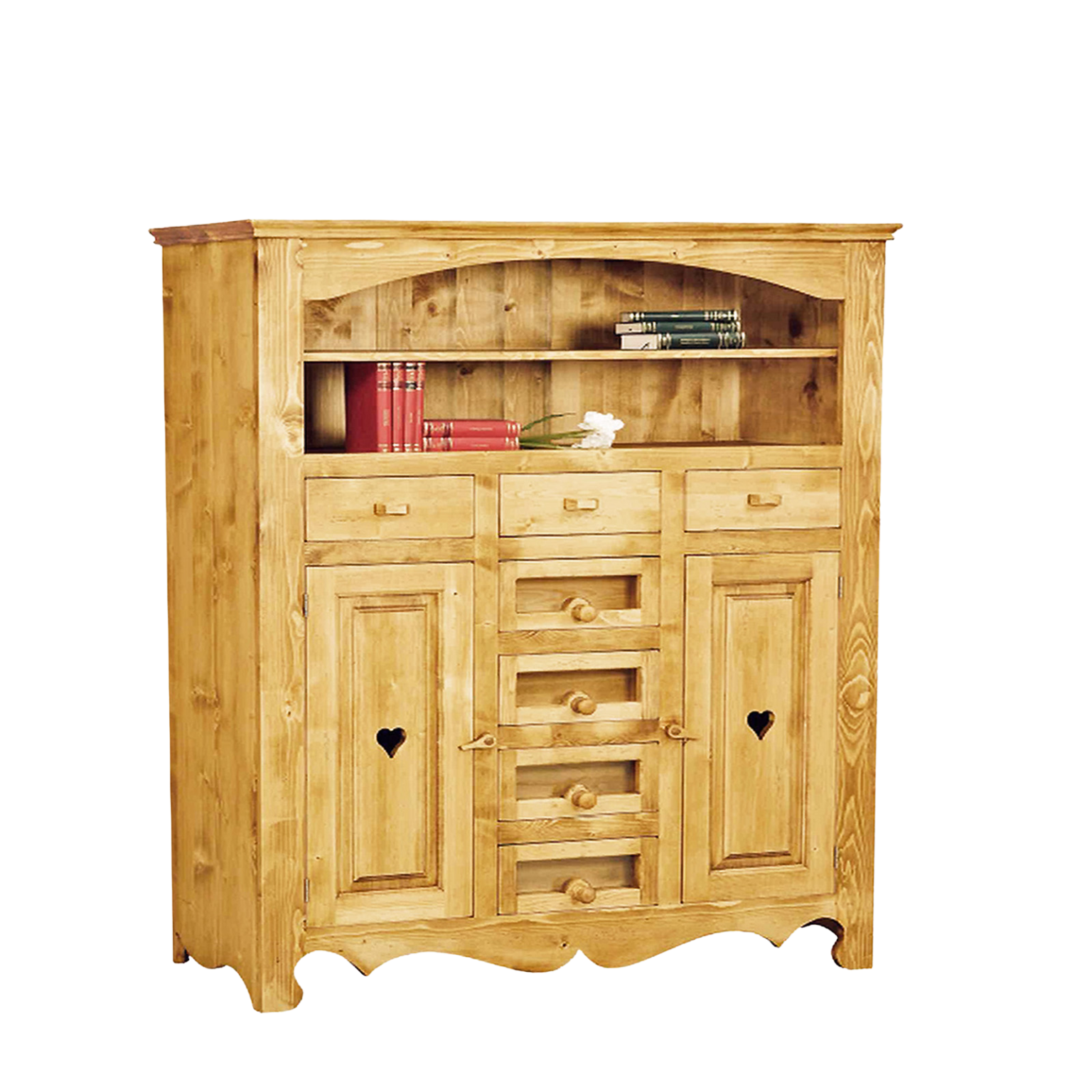 Buffet en Pin Massif 3 portes Sculpté Style Montagne | meublespin.fr