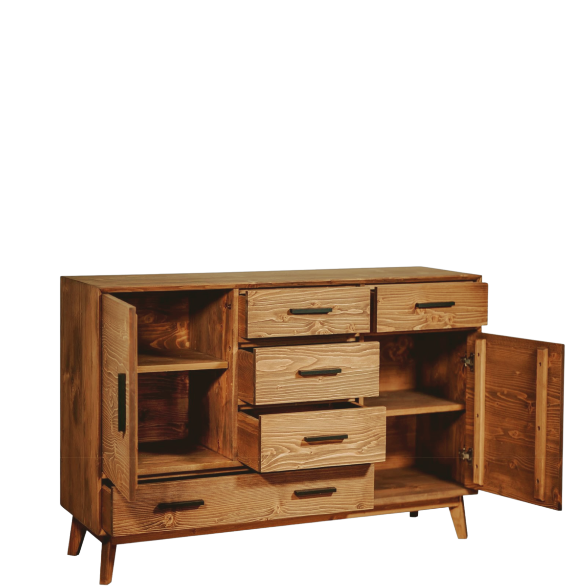 Buffet Bas en Pin Massif Style Contemporain | Livraison Rapide