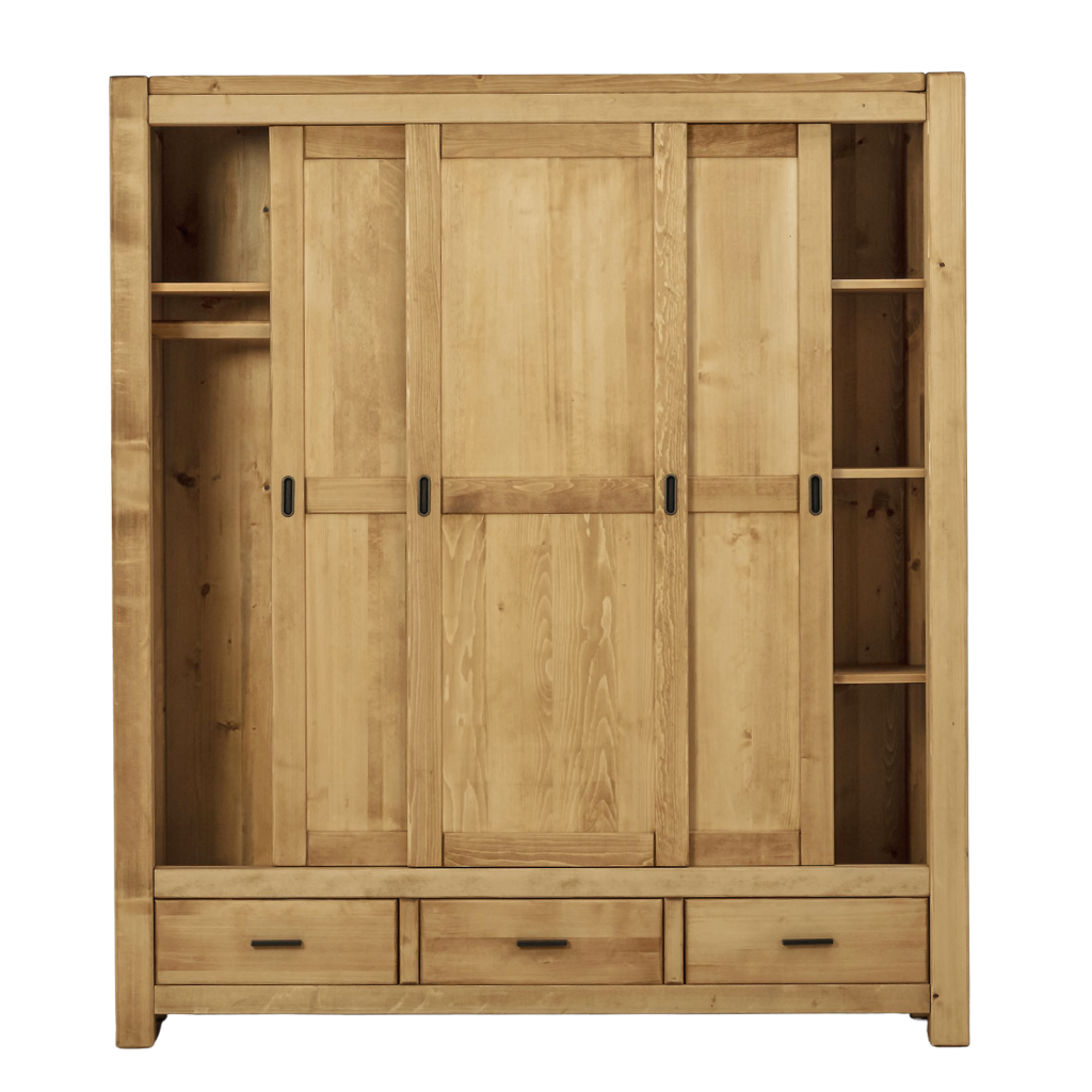Armoire en Bois Massif 3 Portes Coulissantes | Livraison rapide